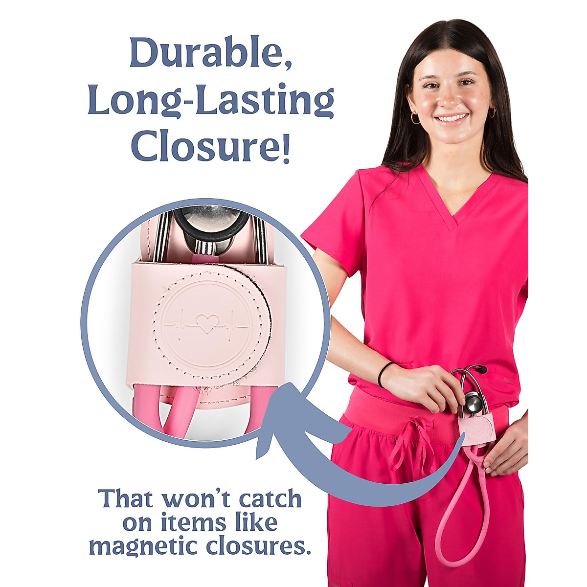 Stethoscope Holder with Cute Pink & Hygienic Design | Stethoscope Holder Hip Clip in Gift Box | Stethoscope Accessories | Stethoscope Clip w Durable Adhesive | Stethoscope Holster | Nurse Accessories
