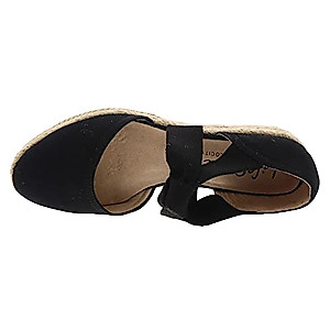 LifeStride Womens Kascade Espadrille Wedge Mary Jane Flat, Black, 9 Wide US