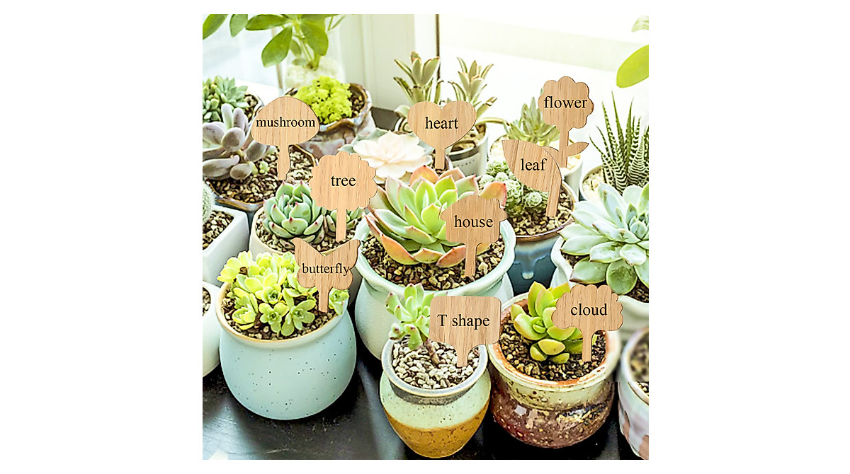 Elsjoy Bamboo Plant Labels Pack - 9 Stylish Eco-Friendly Garden Markers