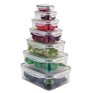 Bellaware Airtight Food Storage Containers with Locking Lids, Plastic, Set of 7, Black