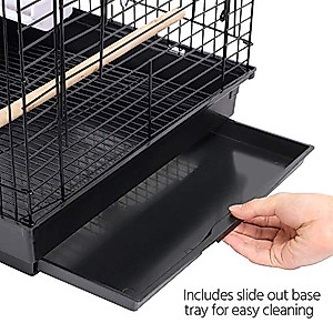 Yaheetech Open Play Top Travel Bird Cage for Conure Sun Parakeet Green Cheek Conure Lovebird Budgie Finch Canary, Small-Size Travel Portable