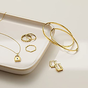 RS Pure by Ross-Simons Italian 14kt Yellow Gold Linear-Pattern Bangle Bracelet. 8 inches