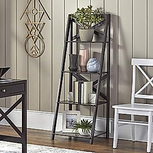 Target Marketing Systems 4-Tier Ladder Shelf, Modern Standing Bookshelf Organizer, Storage Rack for Home Office and Living Room, 20", Espresso