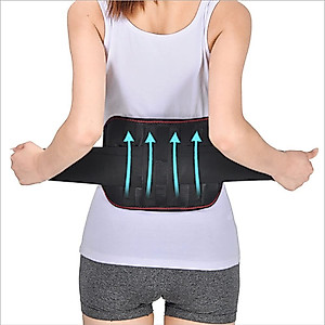 ZFF Self-Heating Waist Brace Belt Magnetic Back Brace Belt Heated Lumbar Support for Lower Back Pain Relief Muscle Injury Herniated Disc for Men and Women (Color : Black, Size : M/Medium)