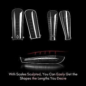 Makartt Nail Dual Forms for Poly Nail Gel 72PCS Square Coffin Clear Nail Molds for Solid Gel Builder Extension Hard Gel for Nails Full Cover Fake Nails Acrylic Nail Forms With Scale Nail Art Supplies