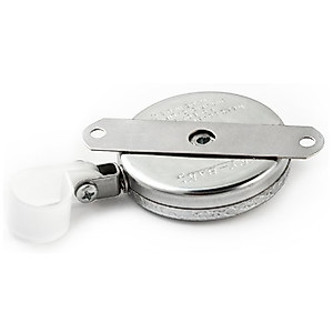 KEY-BAK Industrial Retractable Reel with 48" Stainless Steel Cable, Steel Bracket Back, Chrome Front, 8 oz. Retraction, Plastic Hose Clamp