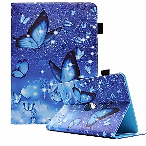 Universal 8 Inch Tablet Case, Universal 7 Inch Tablet Case, Viclowlpfe Multi-Angle Viewing Rotating Stand Wallet Case for 7.0-8.5 Inch Tablet, Blue Butterfly