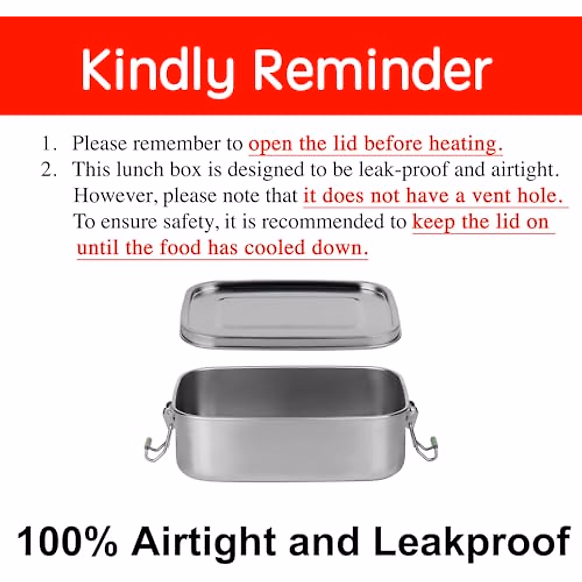 Stainless Steel Lunch Box - 800ml, Eco & Recyclable Food Container, Leakproof & Dishwasher Safe, BPA Free, On-the-Go Eating Design for Adults & Teens