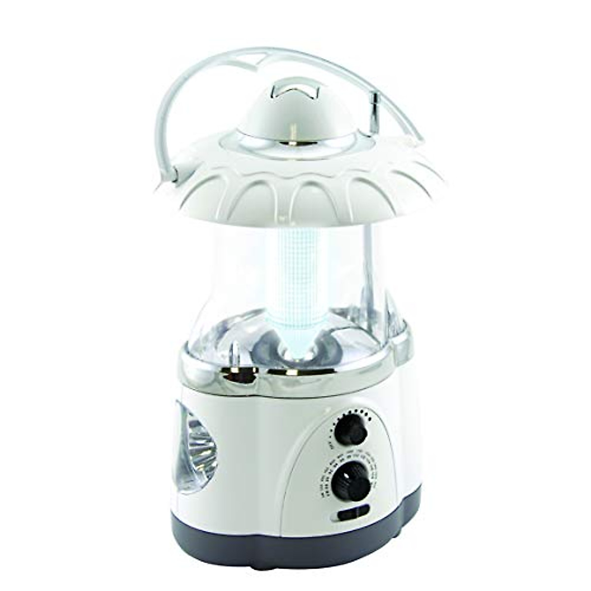 Northpoint Multifunctional Radio Camping Lantern, Battery Powered, LED Lantern, Tent Light, Perfect Lantern Flashlight for Hurricane, Emergency, Survival Kits, Hiking, Fishing, Home Decor , White, 10"x6"x6"