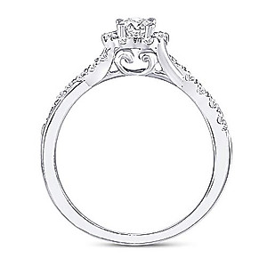 Dazzlingrock Collection 14kt White Gold Womens Round Diamond Solitaire Bridal Wedding Engagement Ring 1/2 ctw