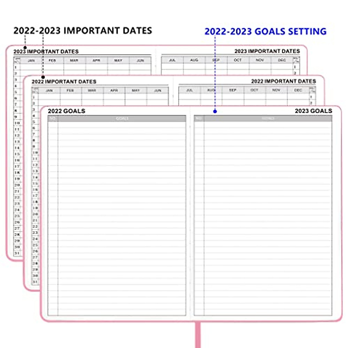 Daily Planner 2023 A5 Hardcover Undated To Do Planners for Women 300 Pages with Bookmark Easy Manage Daily Plan - Pink
