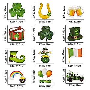 44 Pcs of St. Patrick's Day Hanging Decorations Swirls Shamrock Clover Leprechaun Horseshoe Ceiling Foil Swirls for Home Office Classroom Decor - Saint Patrick's Day Irish Party Supplies