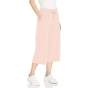 Amazon Essentials Women's French Terry Fleece Wide-Leg Crop Sweatpant, Light Pink, Large