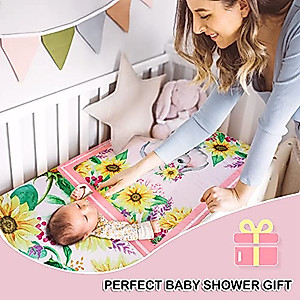 Honkaii Elephant Crib Bedding Set 4-Piece, Baby Nursery Bedding Sets Including Crib Quilt, Crib Skirt, Crib Sheet, Baby Blanket, Pink Crib Sets for Girls