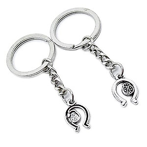 50 Pieces Keychain Keyring Door Car Key Chain Ring Tag Charms Supplies VC2N1F Horseshoe Horse Hoof