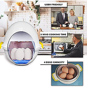 Eggpod by Emson Egg Cooker Wireless Microwave Hardboiled Egg Maker, Cooker, Egg Boiler & Steamer, 4 Perfectly-Cooked Hard boiled Eggs in Under 9 minutes As Seen On TV