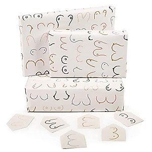 CENTRAL 23 Bridal Shower Wrapping Paper - Birthday Wrapping Paper For Women Girlfriend - 6 Sheets Of Pink Gift Wrap - Pastel Boob Print - Valentines Day Gift Wrap For Her, Wife