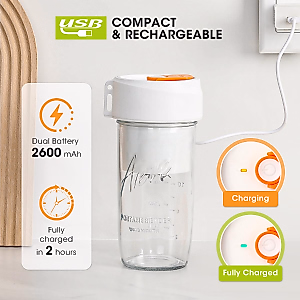 Aieve Mason Jar Blender, Personal Blender Portable Blender Cup for Wide Mouth Mason Jar (Turns Wide Mouth Mason Jar into Rechargeable Blender)