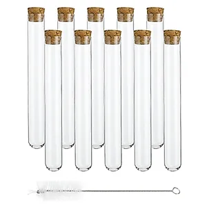 PATIKIL 30ml Test Tubes Set, 20pcs 5.91x0.79in Glass Clear Round Bottom Test Tube Containers with Stopper for Bead Party Candy Bath Salt Storage Scientific Experiment Plant Propagation