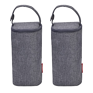 Bellotte Insulated Baby Bottle Bags (2 Pack) - Travel Carrier, Holder, Tote, Portable Breastmilk Storage (Grey)