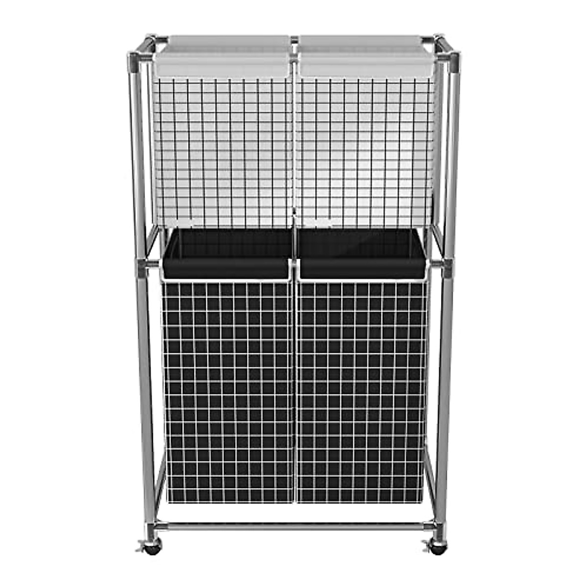 TENNTOU 2-Tier Laundry Sorter Cart with Wheel, 4 Sections Hamper, Vertical Basket Organizer, Sturdy Frame with 4-Bags for Bathroom, Living Room