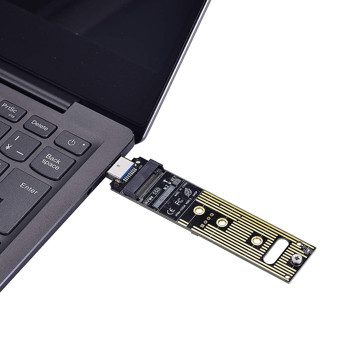 M.2 NVME USB 3.1 Adapter, M-Key M.2 NVME to USB Card Reader USB 3.1 Gen 2 Bridge Chip with 10 Gbps High Performance, Compatible with Samsung 950/960/970 Evo/Pro or Other M.2 SSDs with PCI-E Type
