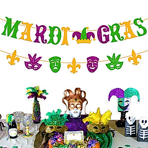 Mardi Gras Banner Mardi Gras Festival Decoration Carnival Fat Tuesday New Orleans Masquerade fleur de lis Theme Holiday Party Supplies