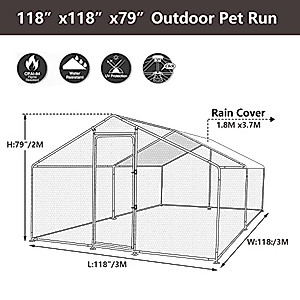 JOVNO Large Metal Chicken Coop Cage Walk-in Enclosure Poultry Hen Run House Playpen Exercise Pen Outdoor Yard Poultry Pet Hutch with Weather Proof Cover