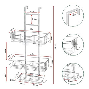 melos Over The Door Shower Caddy, 3 Tier Shower Hanging Organizer Shelf Rustproof, Shampoo Holder With Soap Holder, Shower Basket With Hooks, For Dorm, Bath, No Drilling, Silver