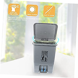 Operitacx 1pc Pedal Trash Can Round Trash Can Desk Dumpster Mesh Trash Can Dustbin Rubbish Can Kitchen Home Dustbin Large Capacity Garbage Can Waste Bin Rubbish Container Grey Plastic Simple