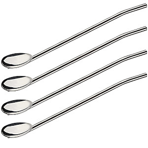 Ice Tea Spoons Long Stainless Steel Spoon Straw Bar Spoons Handle with Straw for Mixing Stirring Drinking (S-6)