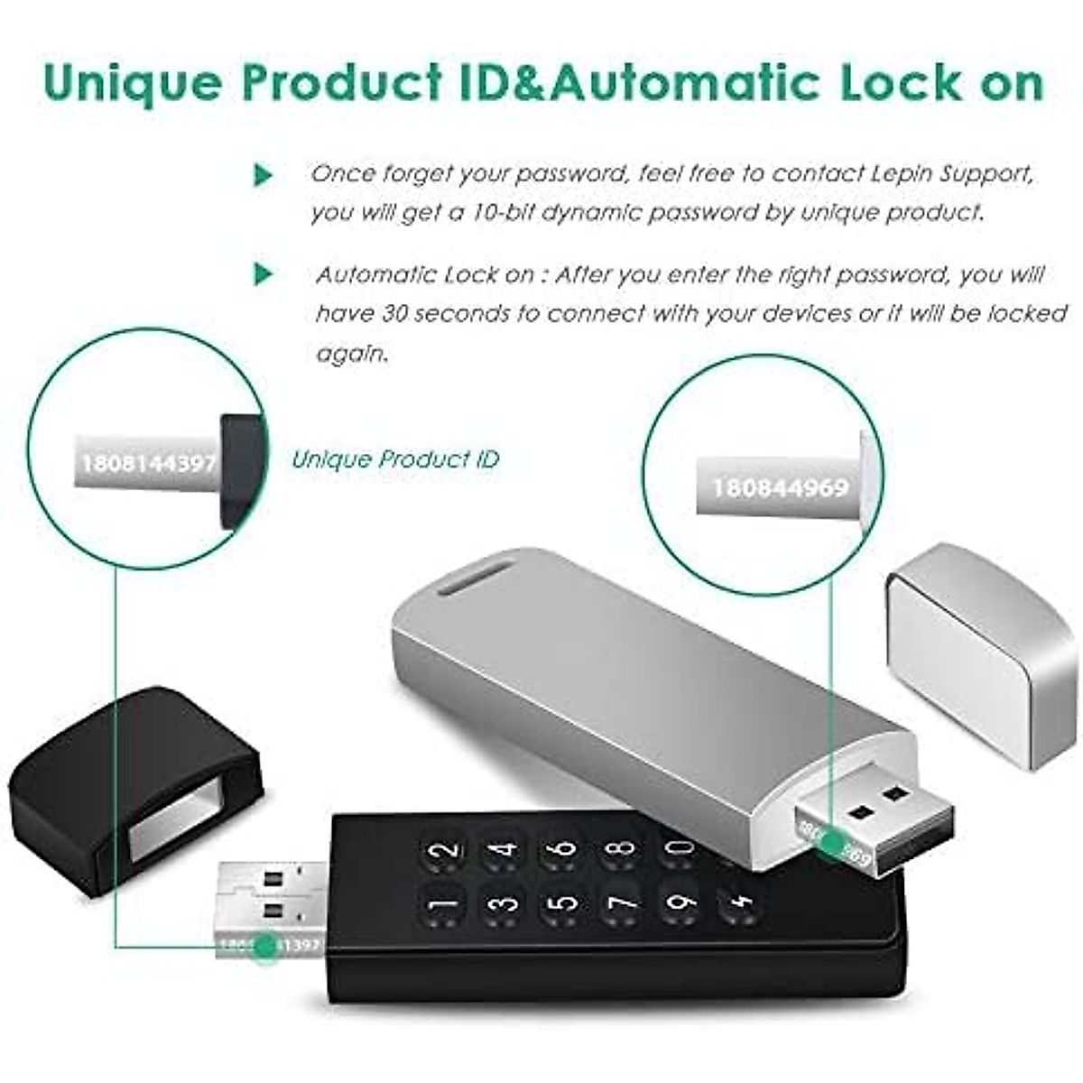 lepin 16GB Flash Drive Password Protected Hardware Encrypted USB Flash Drive Secure USB Drive Secret with Keypad U Disk Flash for Personal Data Security