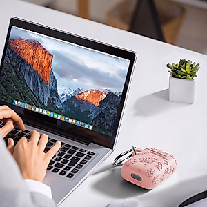 Filoto Airpods Case, Silicone Flower Engraved Protective Case Cover Apple Airpod 2/1 Skin Cover with Keychain for Women Girls (Pink Flower)