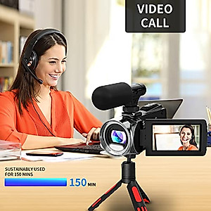 Hojocojo Video Camera Camcorder 4K 36.0 MP Vlogging Camera Recorder for YouTube 3.0 Inch IPS Screen 18X Digital Zoom Camcorders Camera with Batteries & Tripod