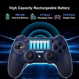 Jusubb Replacement for PS4 Controller, Programmable Function with 6-axis Gyro Sensor Non-Slip Joystick Dual Vibration, Audio Function with 3.5mm Jack a