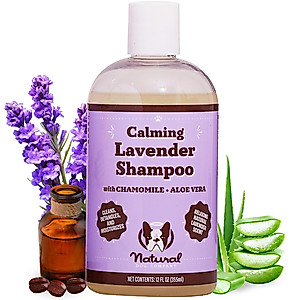 Natural Dog Company Calming Lavender Shampoo for Dogs - Hypoallergenic, Deodorizing Dog Shampoo for Sensitive Skin, All Natural, Organic Pet Shampoo, Soothes with Chamomile and Lavender, 12 oz