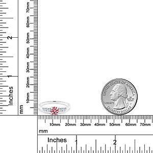 Gem Stone King 925 Sterling Silver Pink Moissanite & Created White Sapphire Engagement Ring | 0.67 Cttw | Wedding Anniversary Promise Ring For Women | Size 5,6,7,8,9