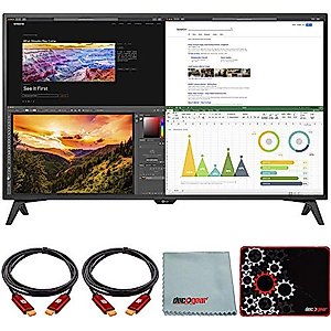 LG 43 inch 4K UHD 3840x2160 IPS USB-C HDR 10 Monitor Bundle with Deco Gear HDMI Cable 2 Pack + Gamer Surface Mousepad + Screen Cloth