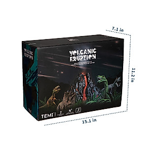 TEMI Dinosaur Toys with Simulation Volcano for Kids 3-5 Years, Toddlers Dinosaur Figures and Large Play Mat for Boys and Girls, Gifts for Preschool Toddlers (Size 63x63 in)