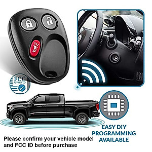 fit for 2003-2007 Chevy Avalanche Equinox Silverado SSR Suburban Tahoe/GMC Sierra/Yukon|Keyless Entry Car Key Vehicles That Use 3 Button FCCID: LHJ011(Pack of 2)