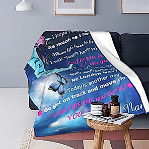 Personalized Custom Name Blanket Love Letter to My Daughter from Dad & Mom, Butterfly Moon Customized Blankets Bed Throws 50x60 Inches