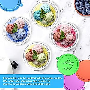 16 oz. Containers with Lids, 4 Pack Extra Replacement for Ninja Creami Deluxe Pints and Lids, Compatiable with NC300 NC301 NC299AMZ Series Ice Cream Maker, 4 Cups & 6 Lids BPA-Free & Dishwasher Safe
