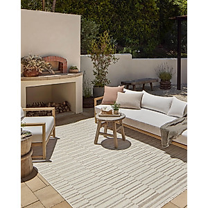 Loloi Amber Lewis x Loloi Malibu Collection MAB-03 Tan / Ivory, 11'-4" x 15', Indoor/Outdoor, Area Rug