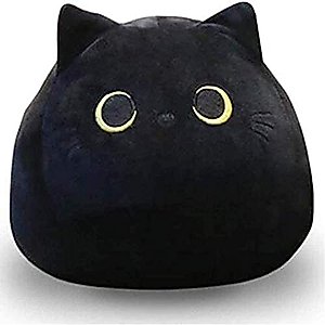 UEncounter Black Cat Stuffed Animal Plush Toy Creative Cat Shape Soft Pillow Toys Gifts Cute Dolls for Girlfriend Kids Baby Girls, 55cm/21.7in