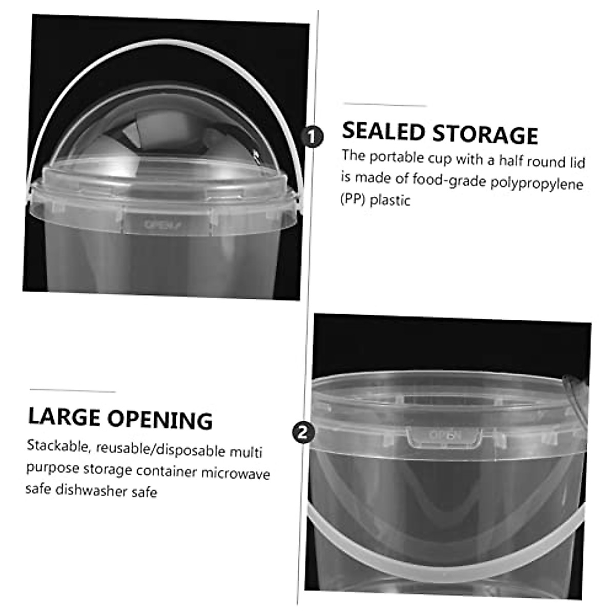 iplusmile Food Containers 5pcs Portable Popcorn Bucket Plastic Popcorn Bucket Snack Popcorn Bucket Golden Jade Popcorn Bucket Transparent Cream Handbag Fruit Snacks