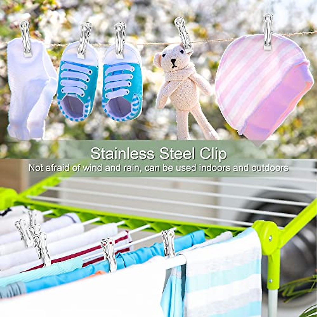 40PCS Stainless Steel Clothes Pins - Beach Towel Clips to Keep Your Towels, Clothes, Blanket from Blowing Away or Sliding Down, Heavy Duty Metal Clips for Greenhouse Netting