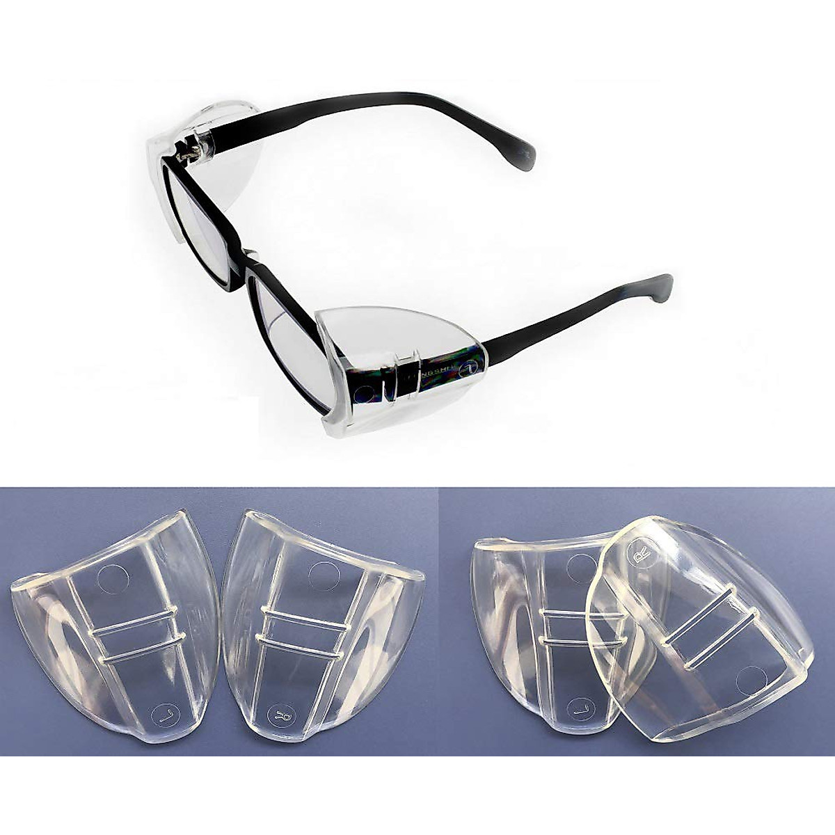 Safety Glasses Side Shields,FAteam 2 Pairs Universal Safety Clear Flexible Side Shields,Slip On Side Shields Fits All Eyeglasses Frames -(≤17mm frames universal).