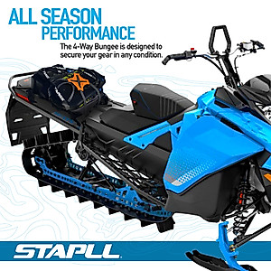 STAPLL Tack Strap – 4-Way Flat Bungee Cord with Rubber Pad Grip, Non-Slip Tie Down Straps for Motorcycle, ATV, Kayak, Cycling, Camping, Truck Storage, Adjustable Bungee Cords - 2 Pack (Orange)