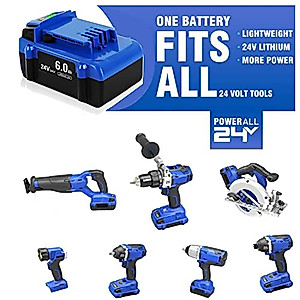 EMBRACESUN 6000mAh Battery Bank KB24A2 Li-ion Battery 24V Replacement for Kobalt 24V Max Battery KB624-03 KB524-03 KB424-03 KB224-03 KB124-03(Can't FIT Snow Joe &Sun Joe &Chain Saw)