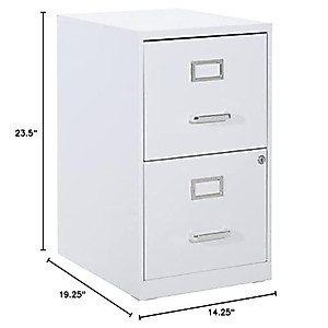 OSP Home Furnishings 2 Drawer Locking Metal File Cabinet, White